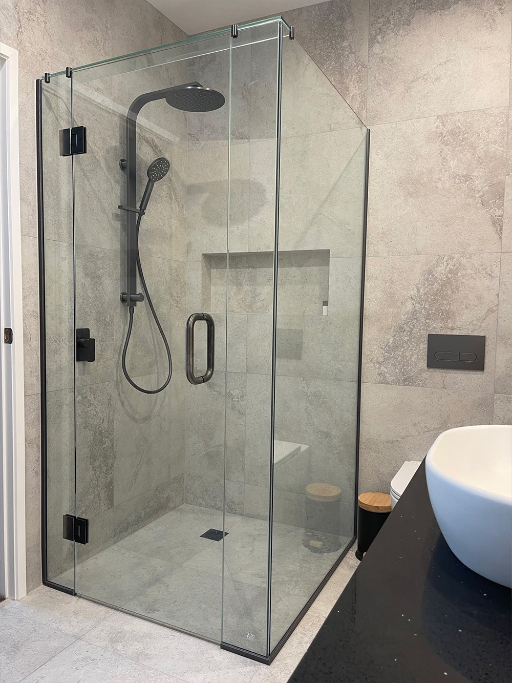 Frameless Corner Square Shower Hinged – Shower Solutions